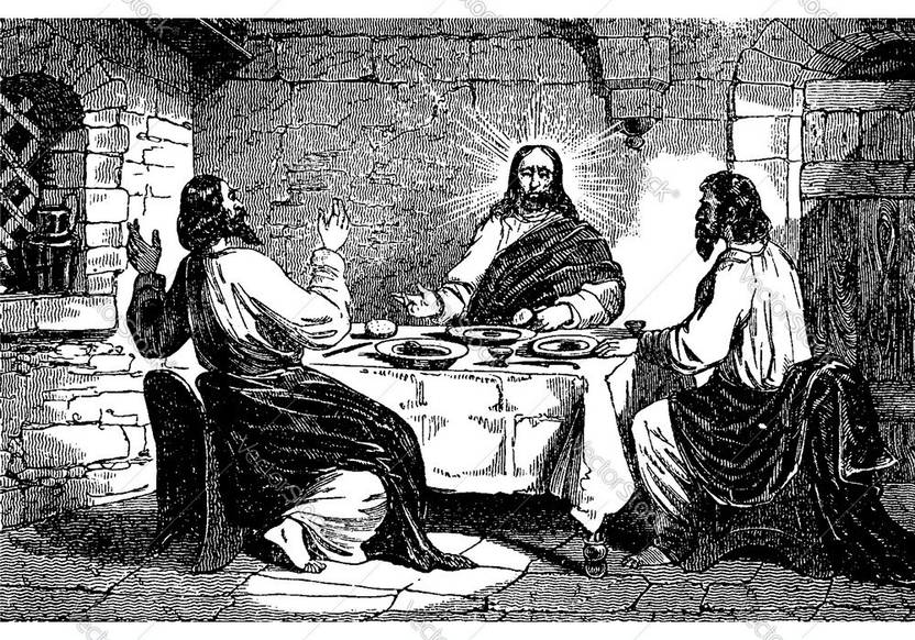 Jesus appears to cleopas and another Sticker Poster|Religious poster ...