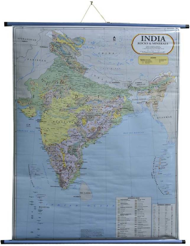 ROLLUP ROCKS & MINERALS MAP OF INDIA (PIPE MOUNTED) Photographic Paper ...