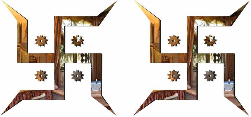 Sticker Hub 12 cm Acrylic Decorative Swastik 3D Acrylic Mirror Wall ...