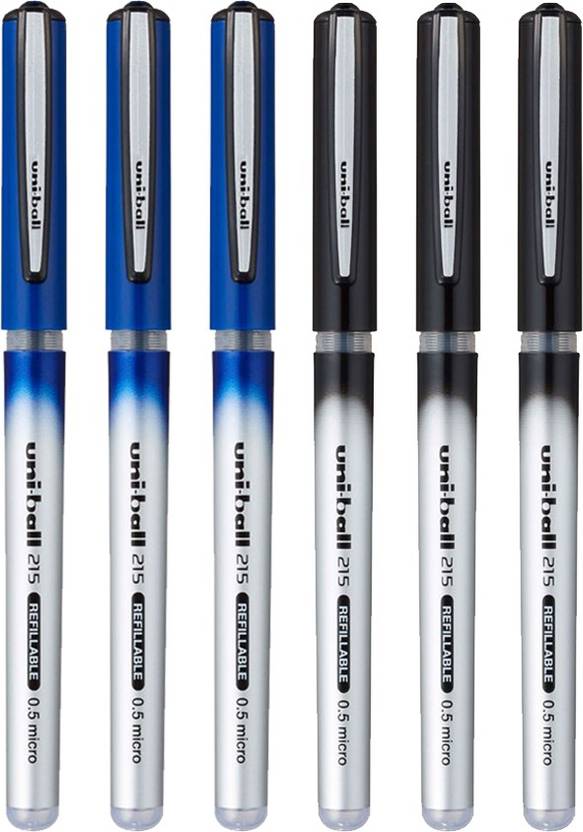 uni-ball UB-215 Refillable Liquid Ink 0.5 mm Blue & Black Ink Roller ...