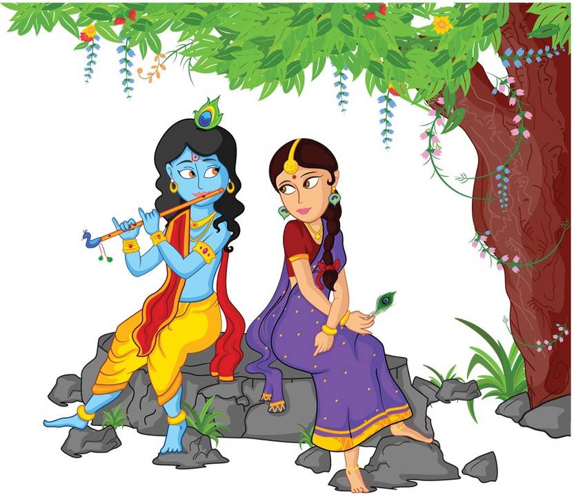 god & god's 51 cm Radha Krishna Ki 454 Self Adhesive Sticker Price in ...