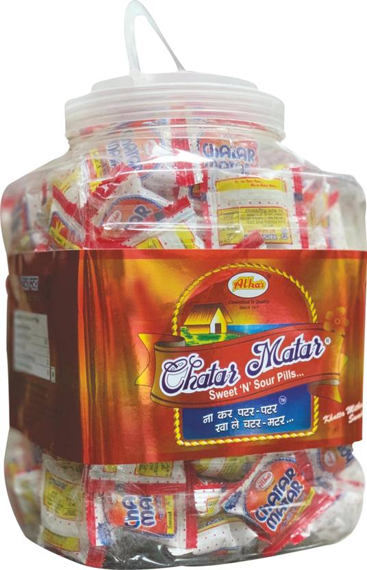 ALKA FOODS CHATAR MATAR 160 PC JAR SWEET AND SOUR CANDY Sour Candy ...