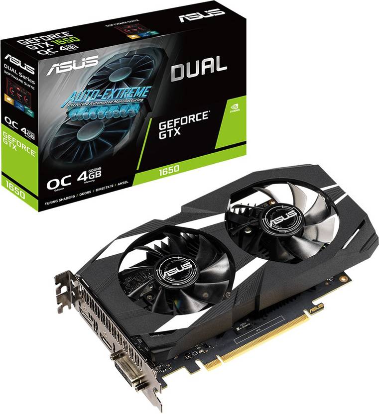 ASUS Dual-GTX1650-O4G GDDR5 4 GB NVIDIA Chipset 128 bit 8002 MHz ...