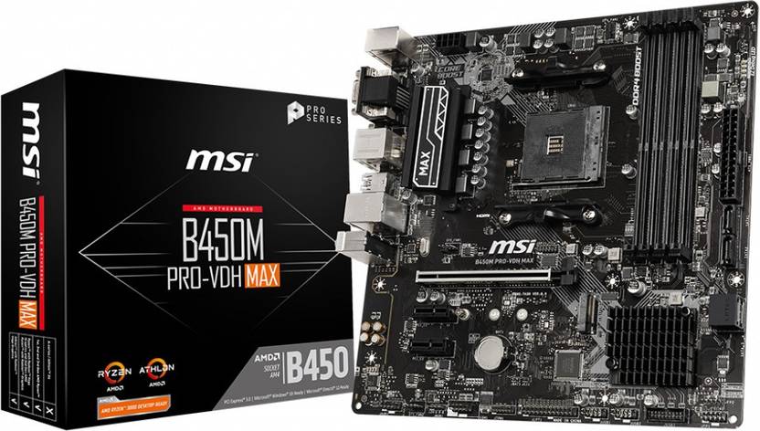 MSI B450M PRO-VDH MAX Mini-ATX AM4 Gaming AM4Socket Mini-ATX AMD B450 ...