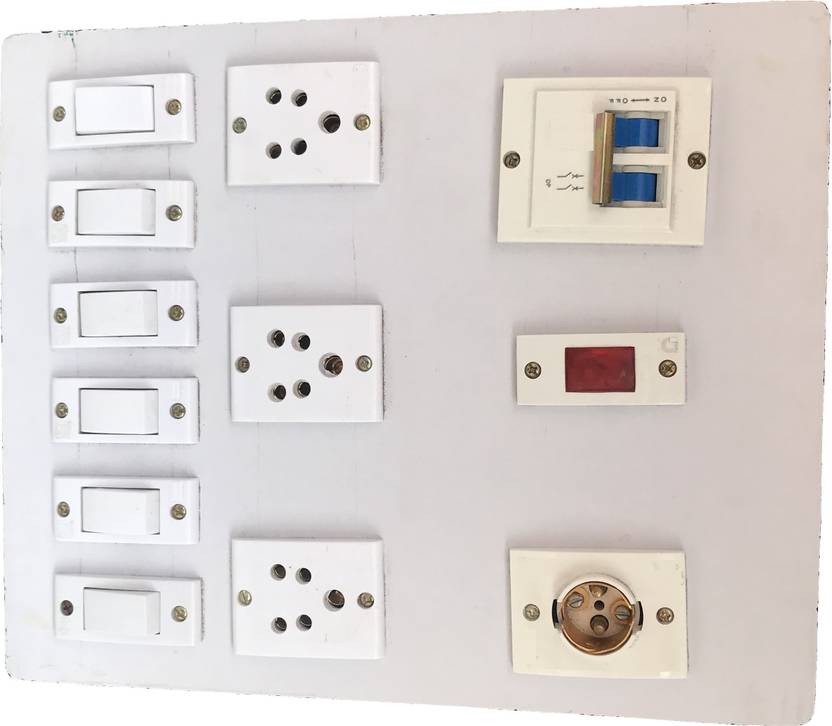 SAIFPRO Wooden Electric Swtich Board ( 6 Switches,3 Sockets,1 Indicator ...