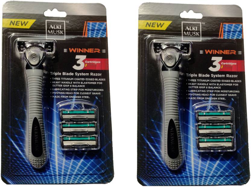alki musk 2 WINNER Turbo Razor 3 BLADE LAYER WITH Lubricating Strip ...