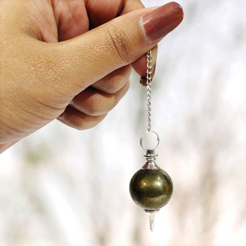 REIKI CRYSTAL PRODUCTS Natural Crystal Pyrite Dowser Crystal Dowser Stone Pendulum Ball Dowser ...