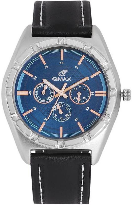 Qmax Quartz Blue Dial Leather Analog Watch - For Men - Buy Qmax Quartz ...