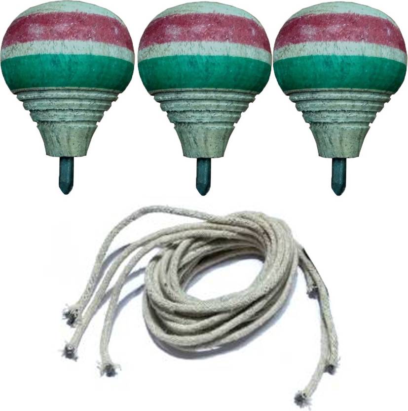 Kanger Valley Wooden Spinning Top / Lattoo / Lattu With Threads (7/5 cm ...