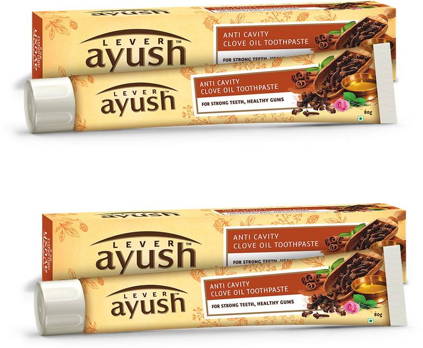 Lever Ayush anti cavity clove oil tooth paste 80 gm (pack of 2 ...