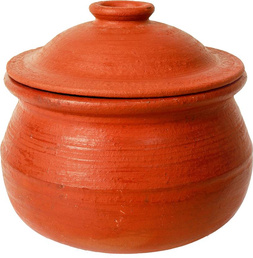 Ecocraft India 3 Liter Clay Handi Earthen Pot for Cooking (Natural Mud ...