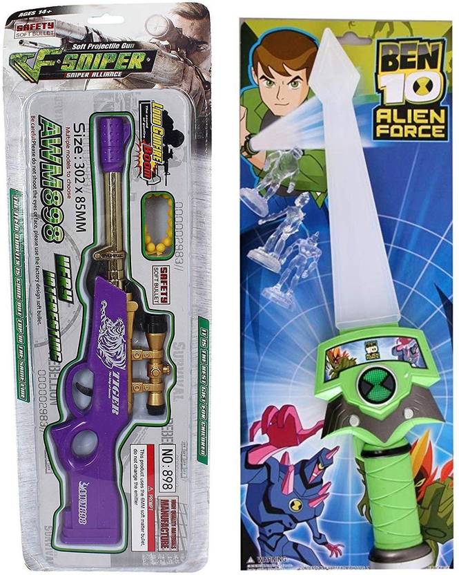 Ang Combo of Ben10 Swords / Weapon Toy (Talwar) with Flash Light with ...