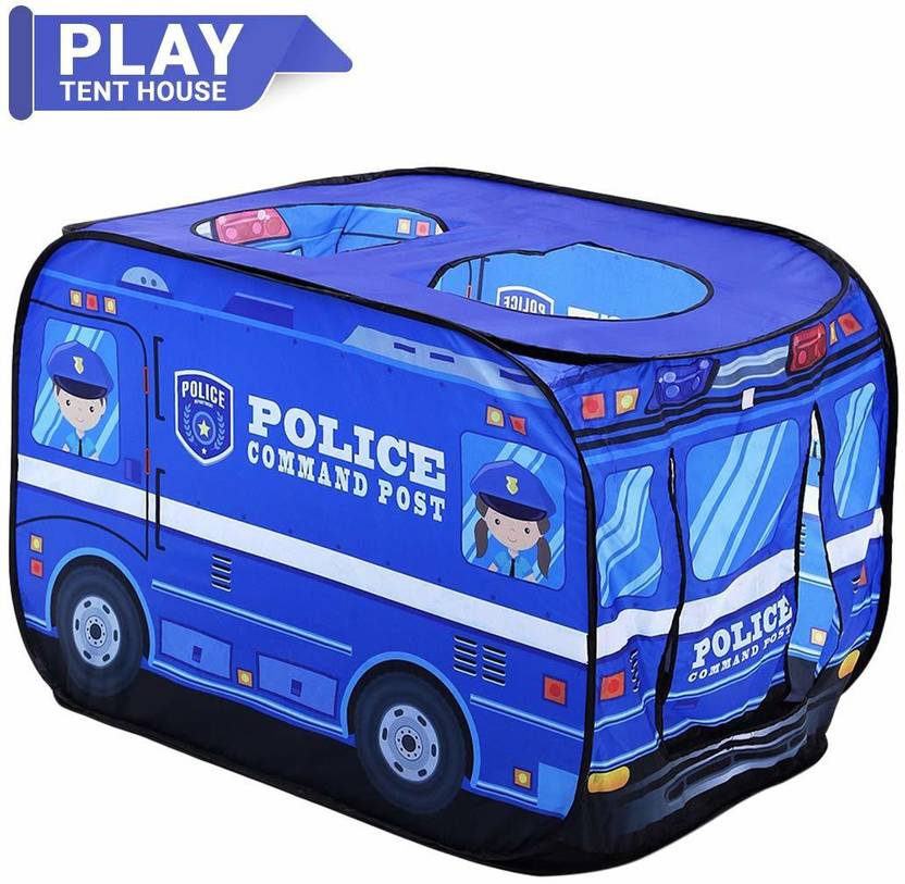 Toyvala Kids Fold able and Portable Play Police Van Pretend Tent House ...