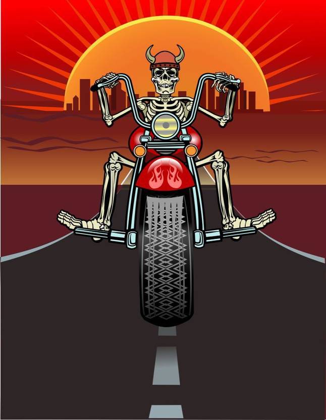 skull on road wall sticker poster|Dark poster Paper Print - Animation ...