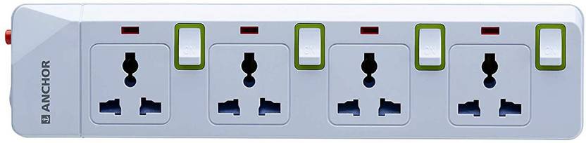 Anchor By Panasonic 4 way 10A International Socket with 4 Switch ...