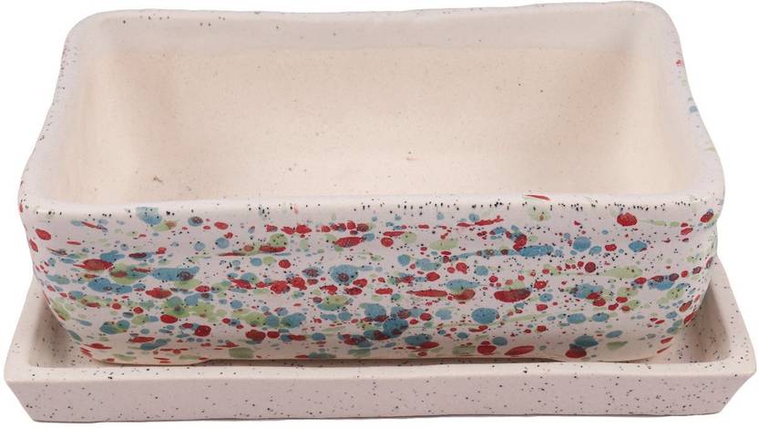 Lasaki Rectangle with plate Ceramic Pots for indoor plants,Planters ...