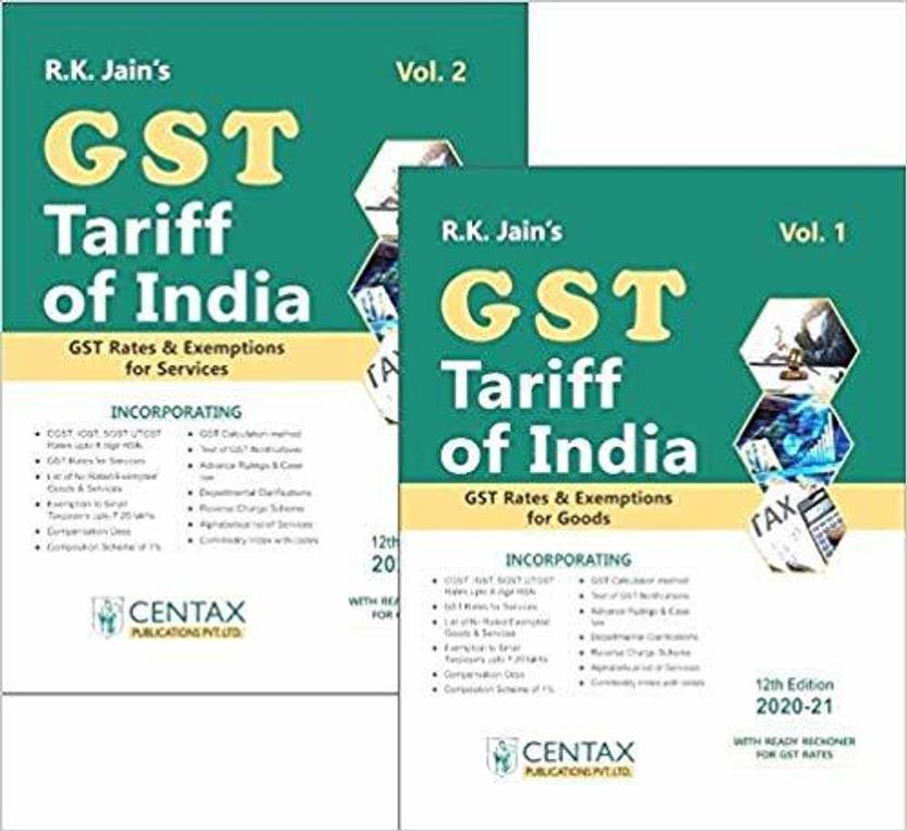 GST Tariff of India (GST Rates & Exemptions for Services) : Vol. 1 & 2 ...