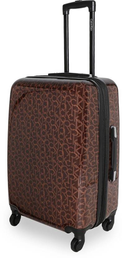 Calvin Klein Monogram Cabin Suitcase 4 Wheels - 20 inch BROWN - Price ...