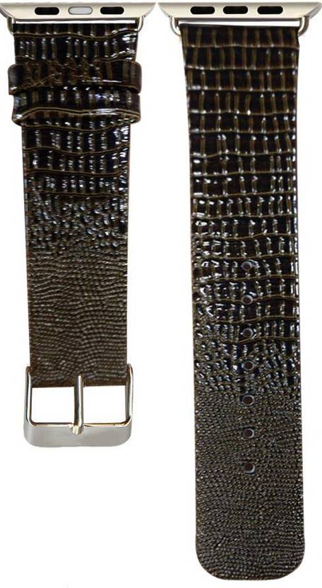 Crysendo 38mm-40mm Dark Brown Snake Skin Pure Leather Strap Smart Watch ...