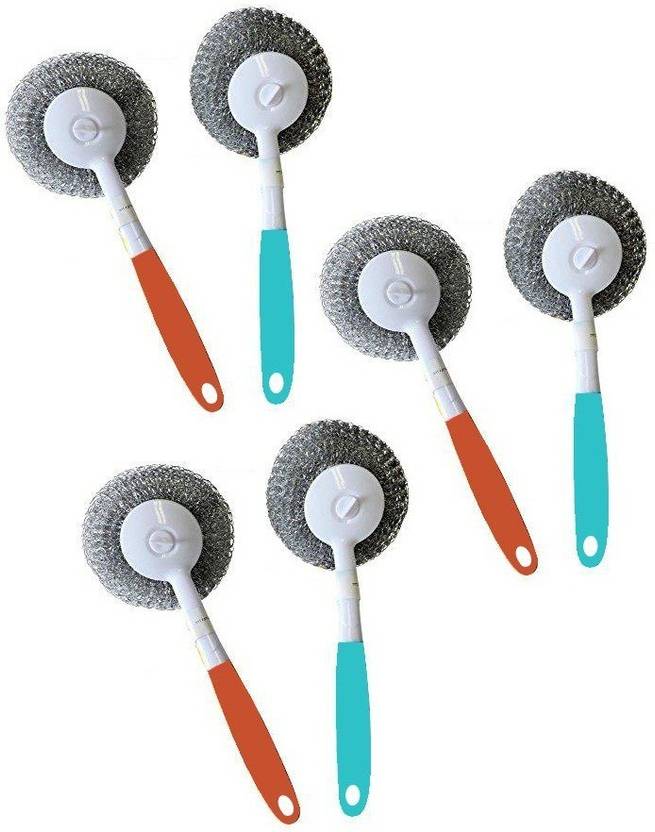 Marketwala Stainless Steel Scrubber Bartan Juna with Long Handle Scrub ...