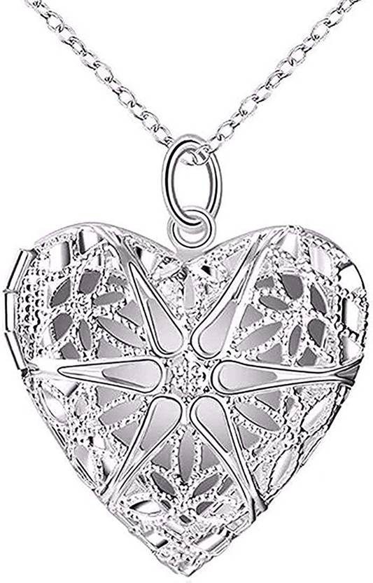 NYLSA Heart Shaped Openable Locket Pendant Necklace for Photo Inside ...