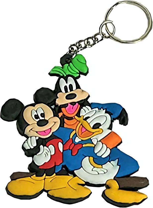 GCT One Sided Mickey Mouse, Goofy & Donald Duck Cartoon (G-1) Rubber Keychain for Car Bike Men ...