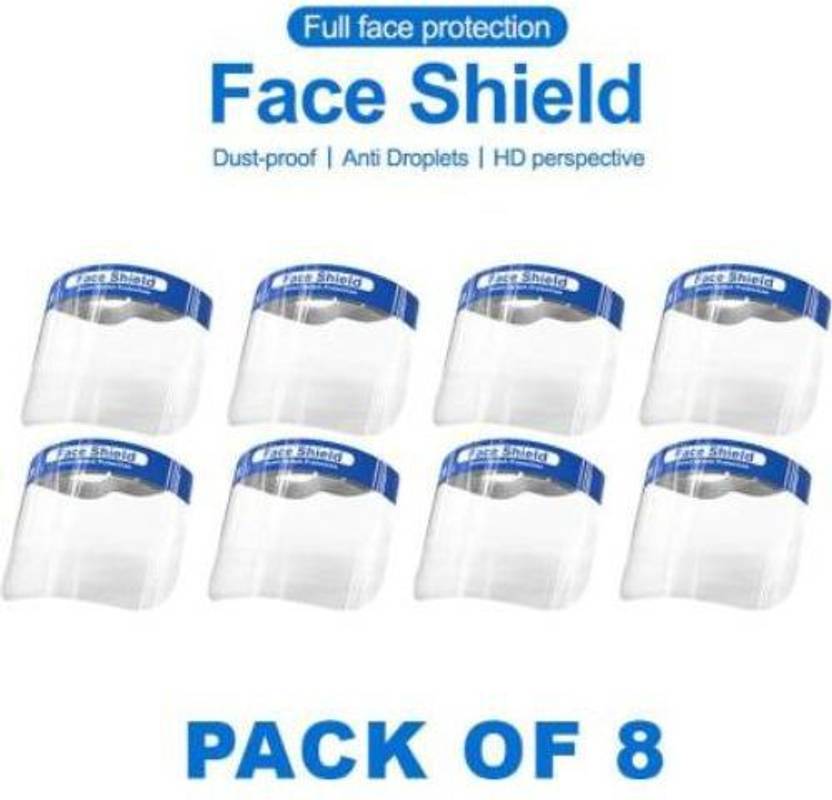 Birde Full Face Shield Mask Eyes Nose Protection Pack of 8 Face Shield ...
