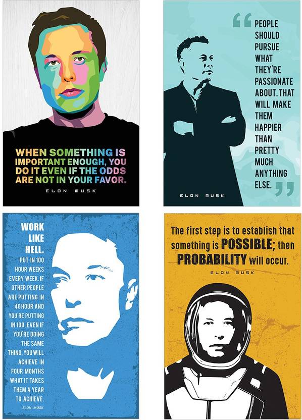 Posters (Set of 4) - elon musk posters - Wall posters for room ...