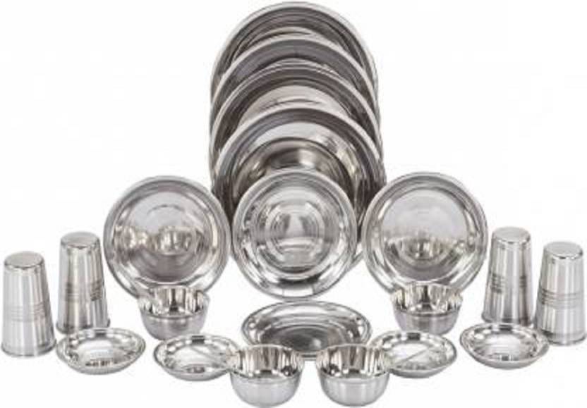 KITCHAN BARTAN Pack of 24 Steel Stainless Steel DINNER SET Dinner Set ...