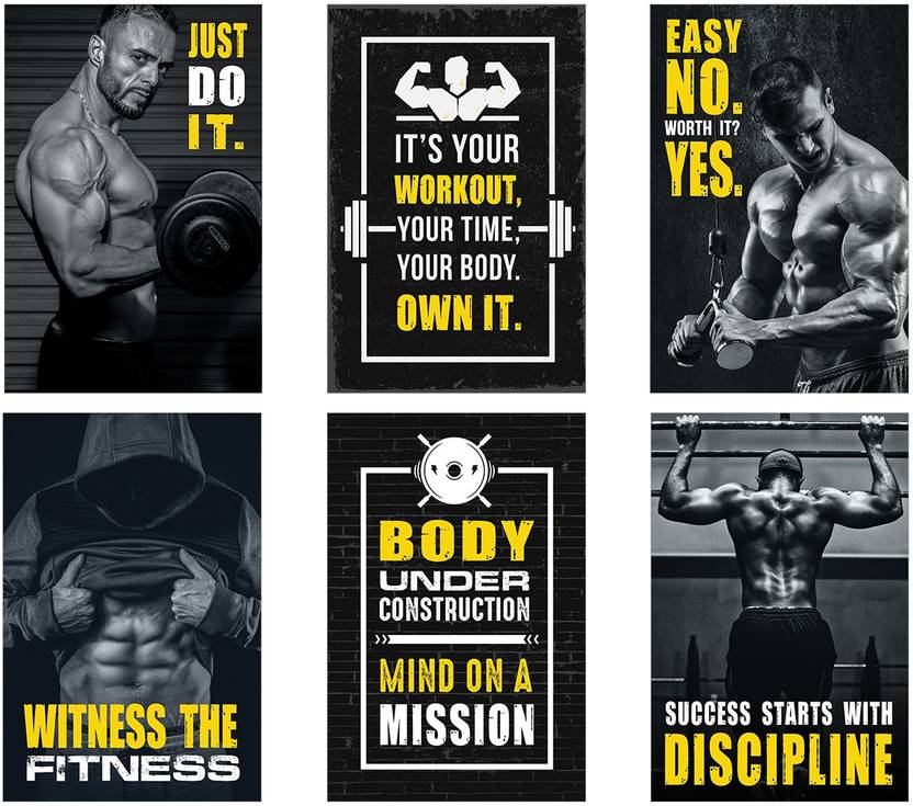 Gym posters - Set of 6 - Gym Posters Motivational - Gym Quotes Posters ...