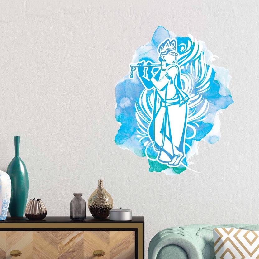 Asian Paints 40 cm Lord Krishna Sketch Vinyl Wall Sicker Removable ...