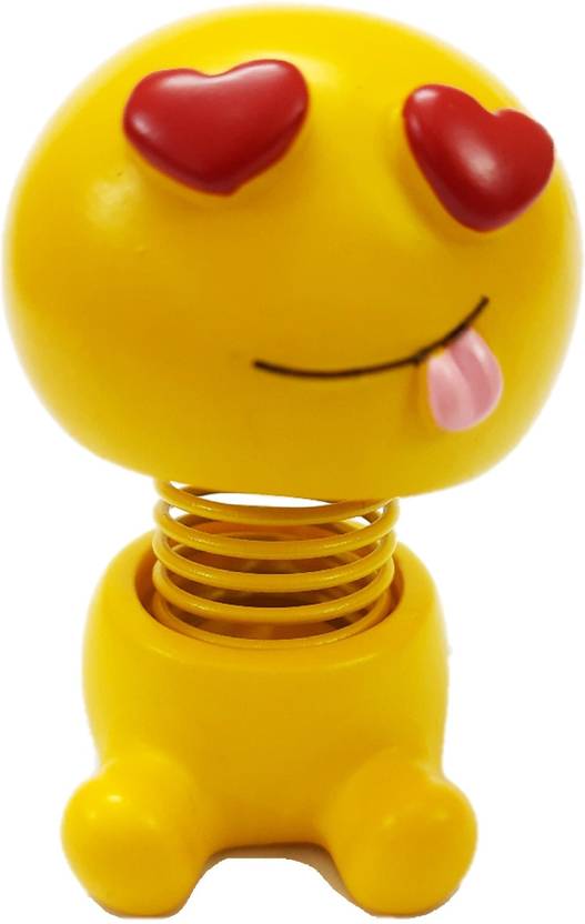 AFTERSTITCH Emoji Smiley Bobble Head Showpiece yellow color Cute Emoji ...