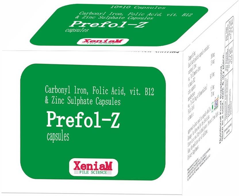 PREFOL-Z Carbonyl Iron,Folic Acid With Vitamin B12 & zinc Sulphate ...
