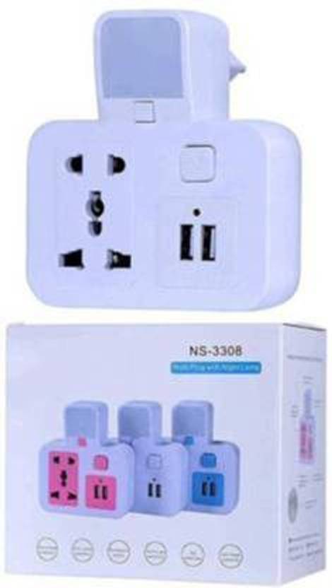 Maruti Enterprise 194-MULTIPLUG WITH NIGHT LAMP Dual USB Charger with ...