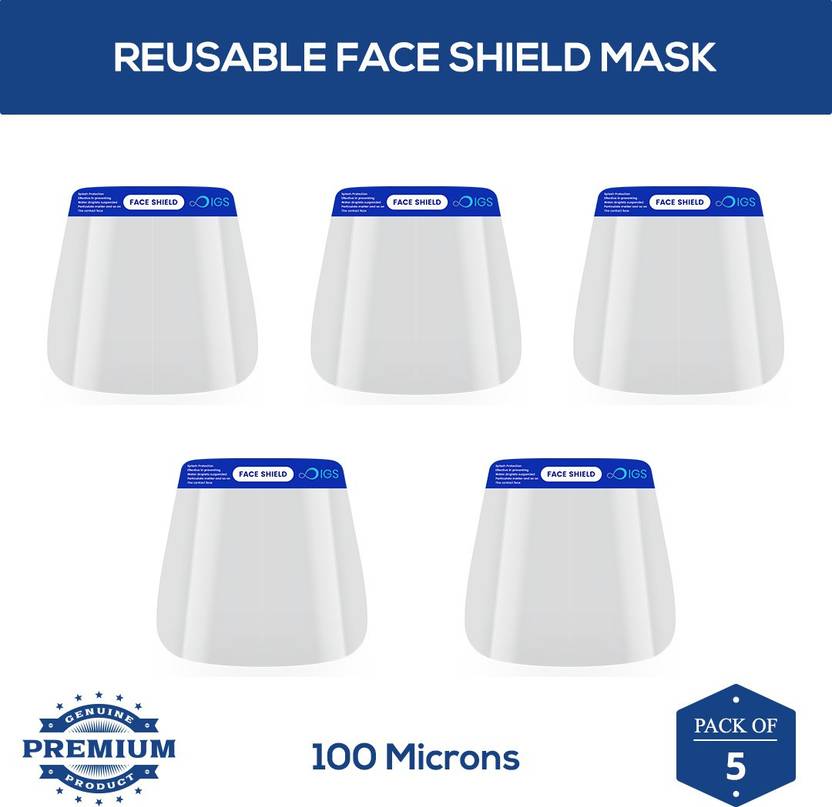 IGS Face shield Pack of 5 Shield Face Mask High-Quality Adjustable ...