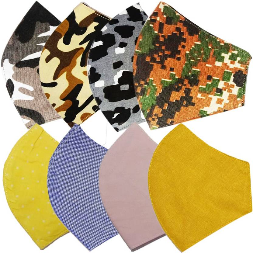 Kroptee 4 Army Design and 4 Plain Design Face Mask Army And Plain ...