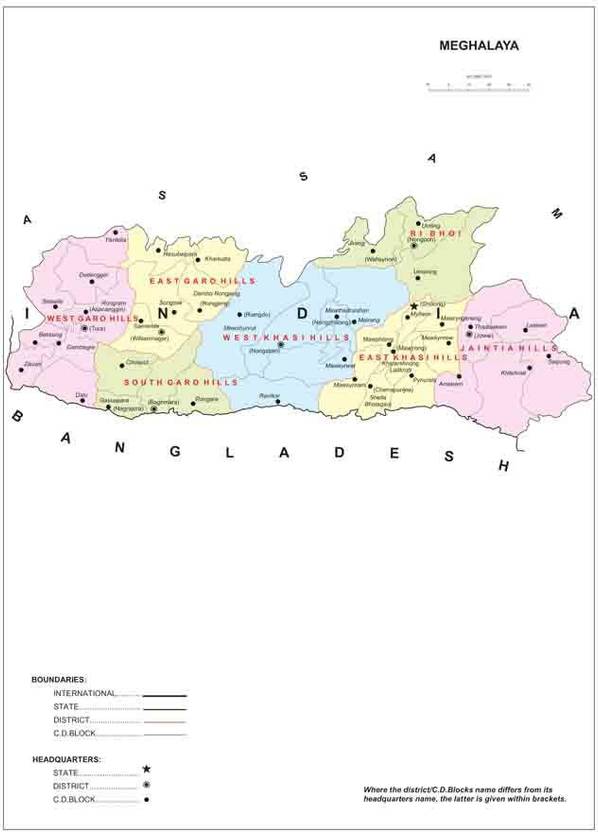Meghalaya Map Waterproof Vinyl Sticker Poster || (24X18 inches) can1853 ...