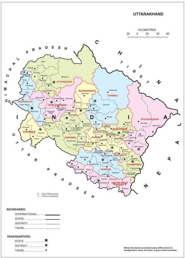 Uttarakhand Map Waterproof Vinyl Sticker Poster || (12X18 inches ...