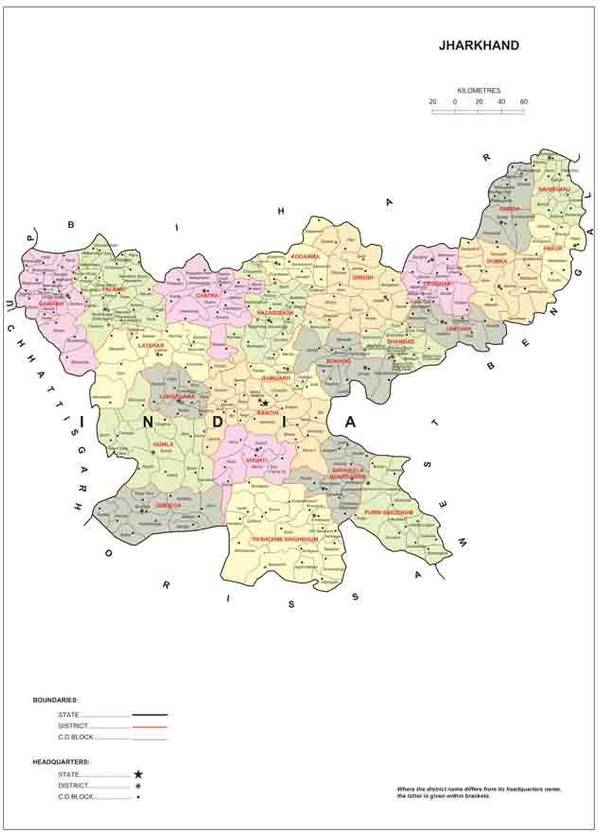 Jharkhand Map Waterproof Vinyl Sticker Poster || (24X36 inches) can1846 ...