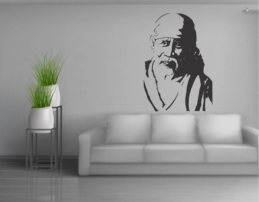 DESIGN WORLD 58 cm Sai baba wall decal sticker Black sai baba sticker ...