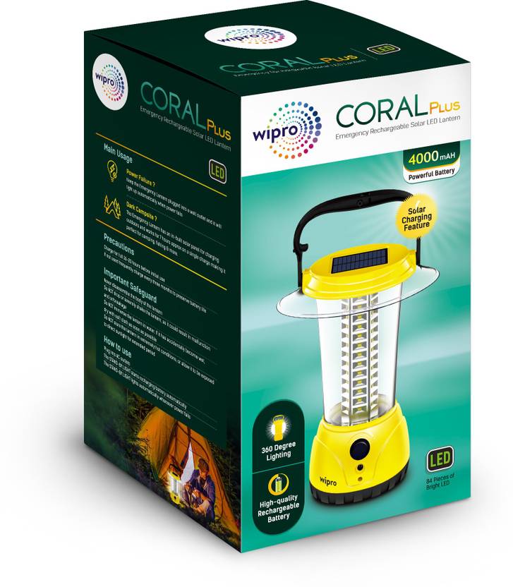Wipro Coral Plus Rechargable Solar LED Lantern 20 hrs Lantern Emergency ...