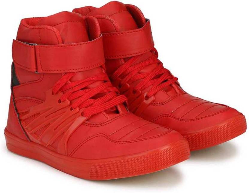 ADOBO Mens Red High Top Synthetic Casual Wear Shoes High Tops For Men ...