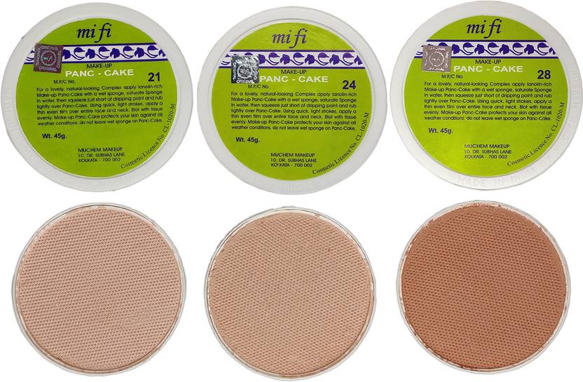 MiFi Makeup Pan Cake Pack of 3 Shades No. 21, 24, 28 45g Each Concealer ...