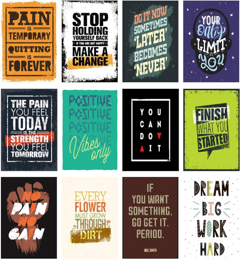 Combo Pack of 12 HD Motivational Wall Posters and Inspirational Quotes ...