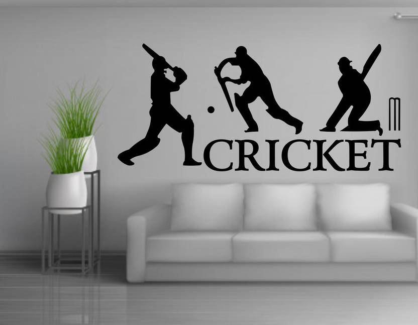 Burhani Décor 58 cm Cricket Wall Sticker Cricket Player Wall Decal ...