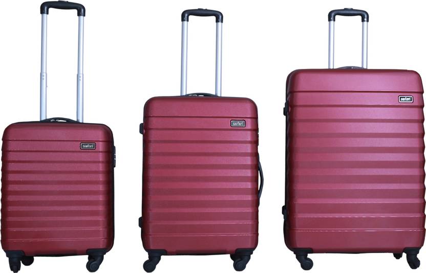 SAFARI Hard Sided Suitcase Trolley Set of 3 Pieces Cabin & Check-in Set ...