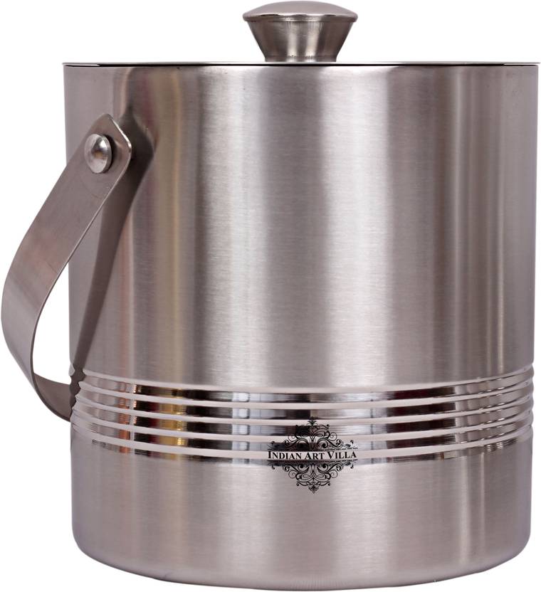 IndianArtVilla 1.7 L Steel Steel Bucket with Lid & Handle, Serving ...