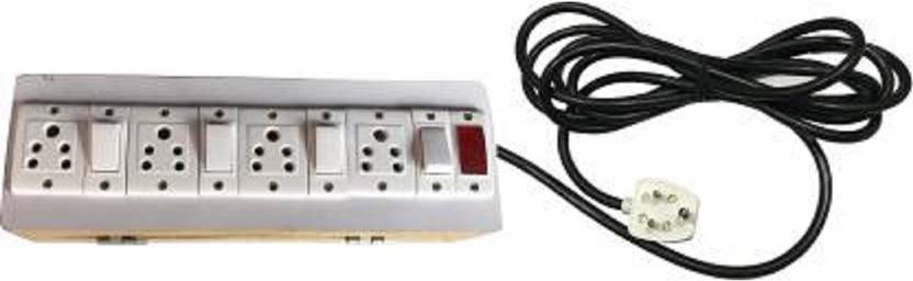 Zodias 4Nos Switch, 4Nos-5Amp Socket, 1Nos Light Indicator White Wooden ...
