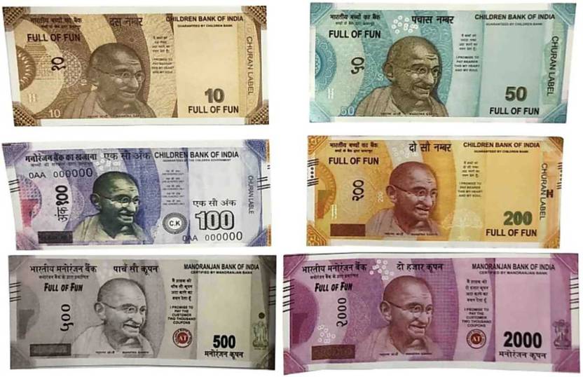Agnolia Playing/Fake Indian Currency Notes For Fun (30*6=180 Notes) (Rs ...