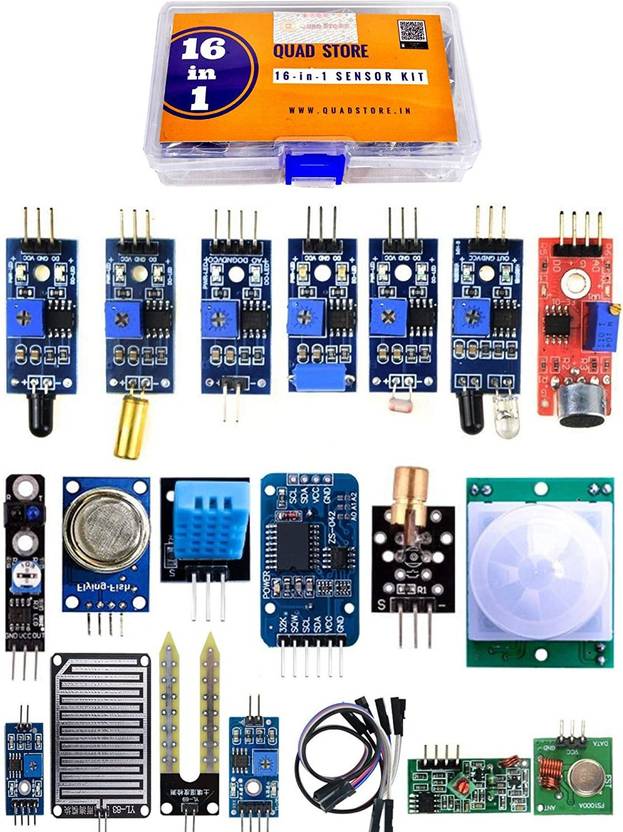 Quad Store 16 in 1 Sensor Modules Kit compatible with Arduino Uno R3 ...